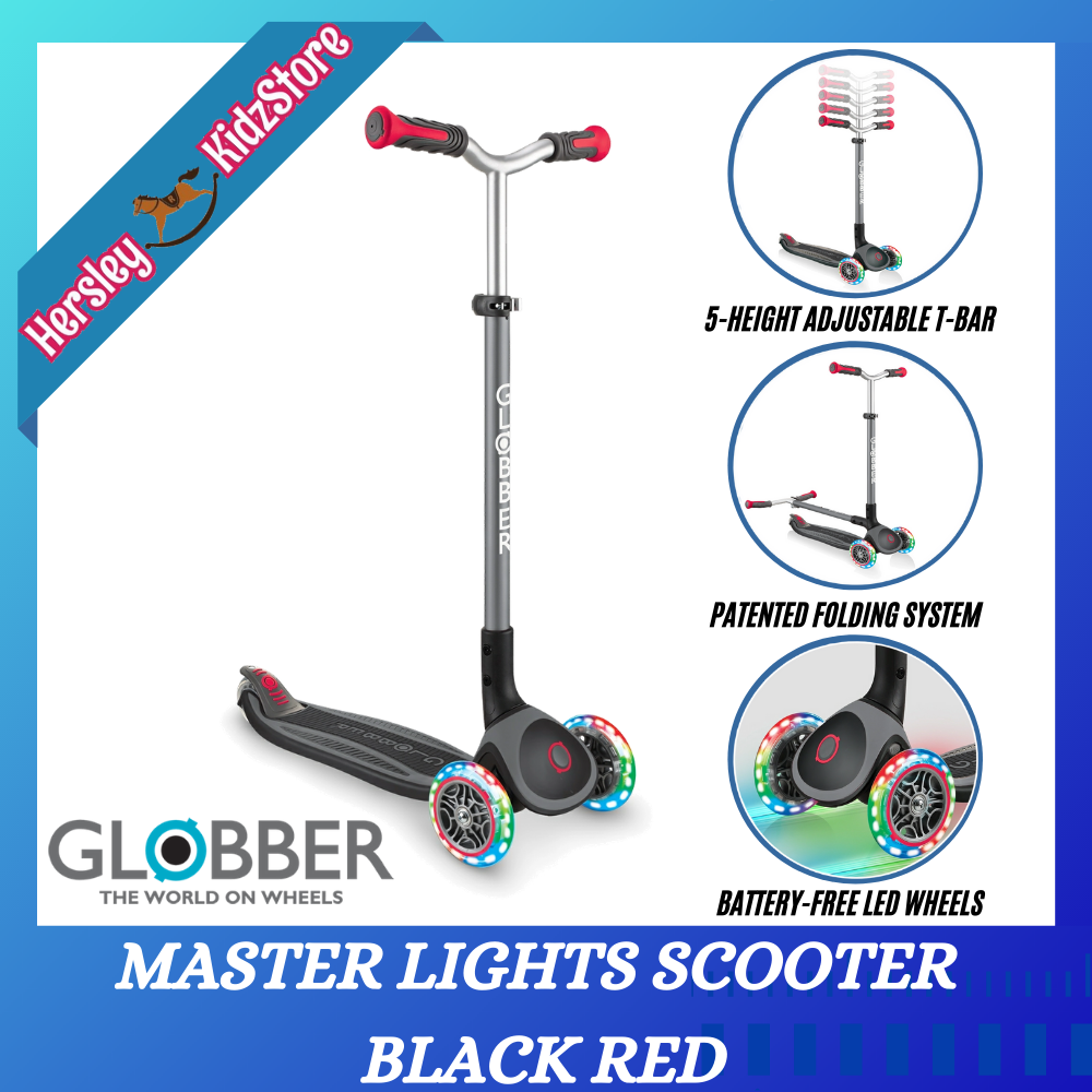 (GL662-120) Globber, Master Lights Scooter - Black Red | Lazada