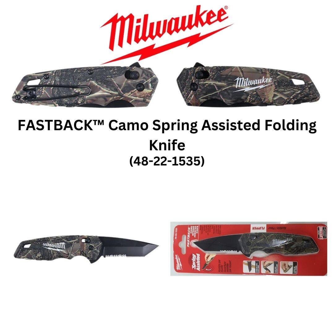 MILWAUKEE FASTBACK 6IN1 Folding Utility Knife 48-22-1505 Camo Spring ...
