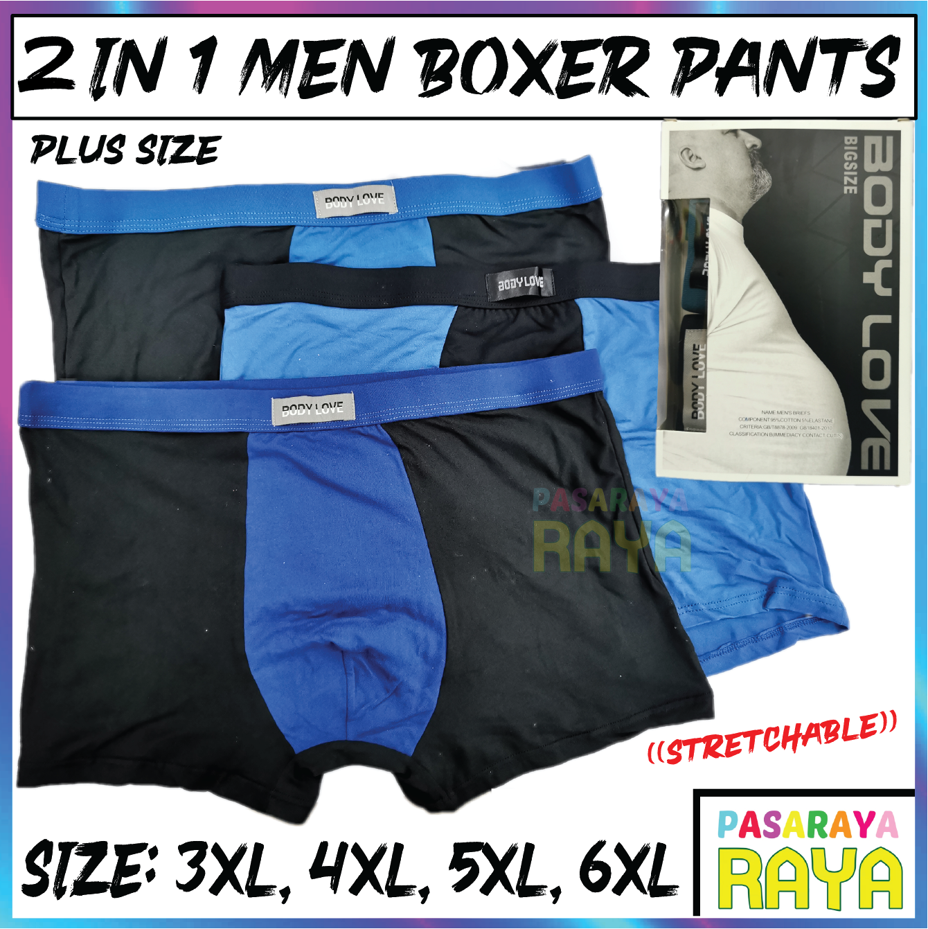 BOXER DEWASA LELAKI CUTTING BESAR SELUAR DALAM 5215 MEN BOXER BIG SIZE ...