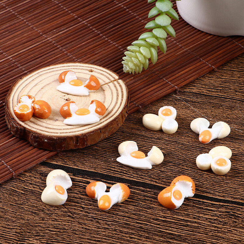 WXGR 10ชิ้น/เซ็ต1:12จิ๋วตุ๊กตาอาหารทอดไข่ขาวแกล้งเล่นของเล่น - wxgrm - ThaiPick