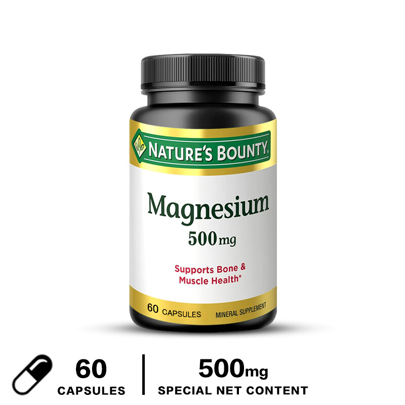Magnesium Capsules - 500 mg - Supplements various sources of minerals ...