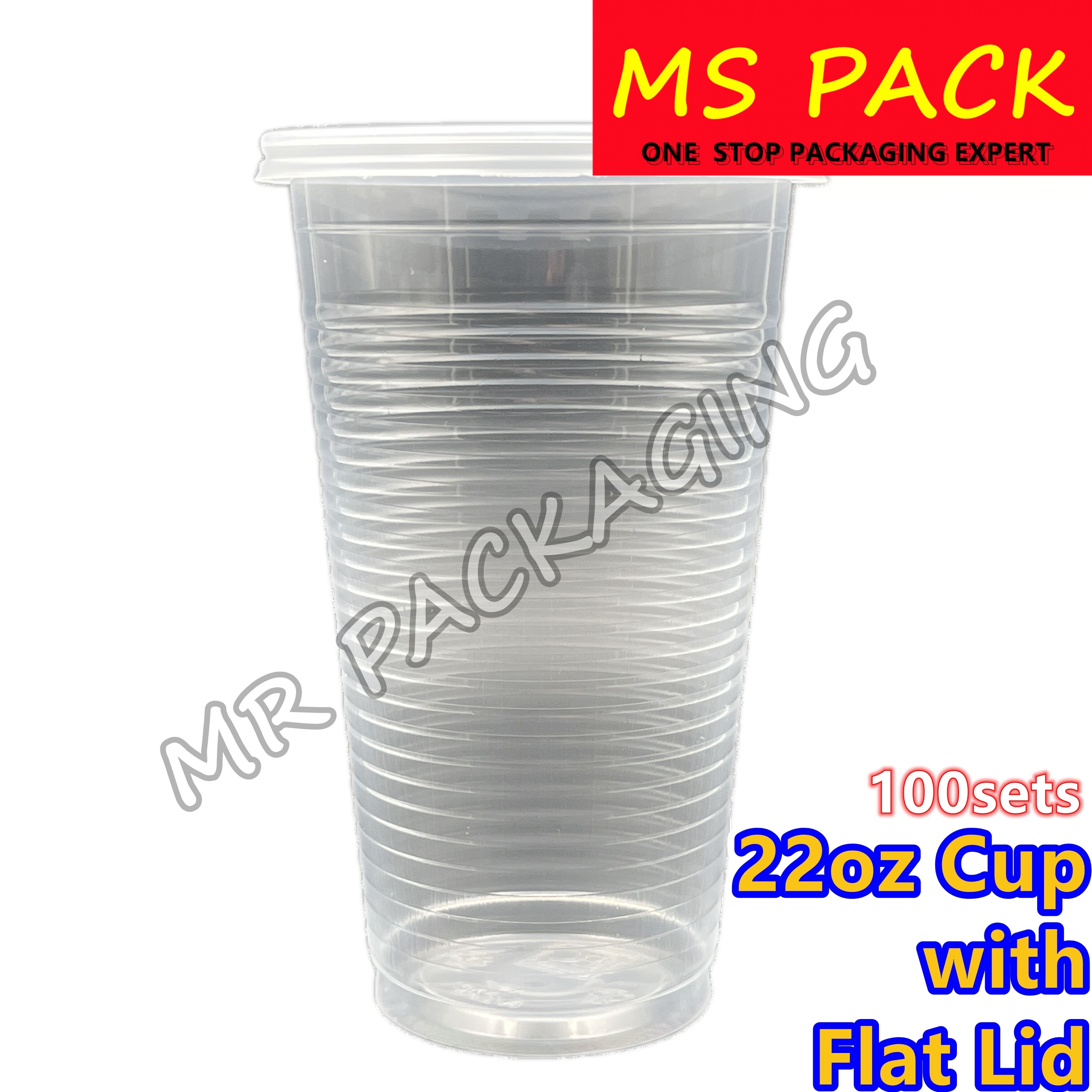 EC 22oz PP Cup with " Flat Lid " [ 100sets± ] A22C - Disposable Plastic ...