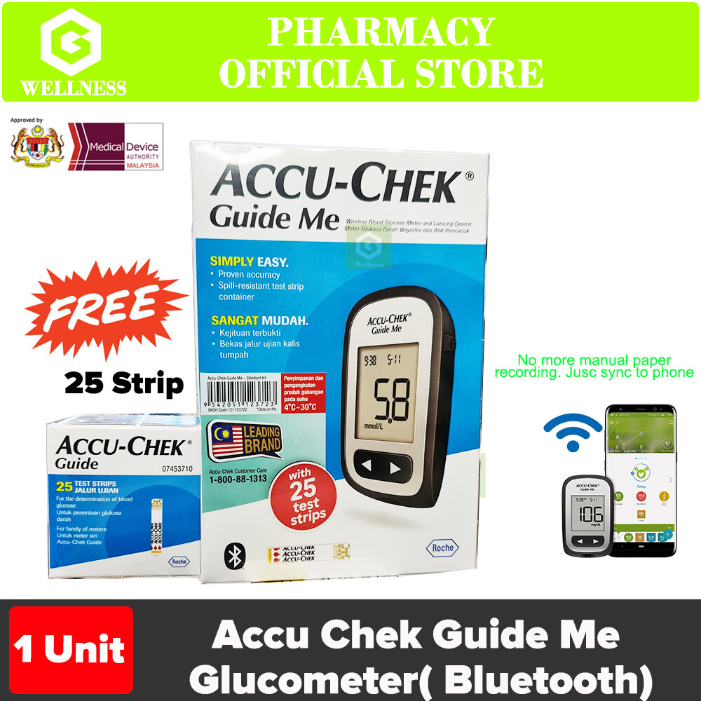 Accu Chek Guide Me Glucometer Blood Glucose Monitor Set / Test Strip ...