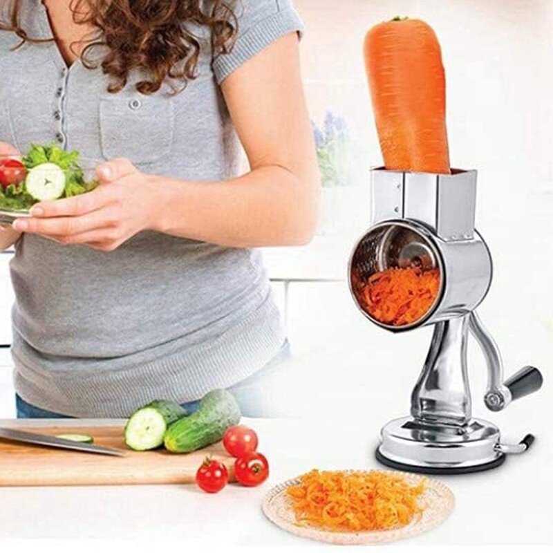 Stainless Steel Cheese Grater, Rotary Chopper, Vegetable Shredder Salad ...