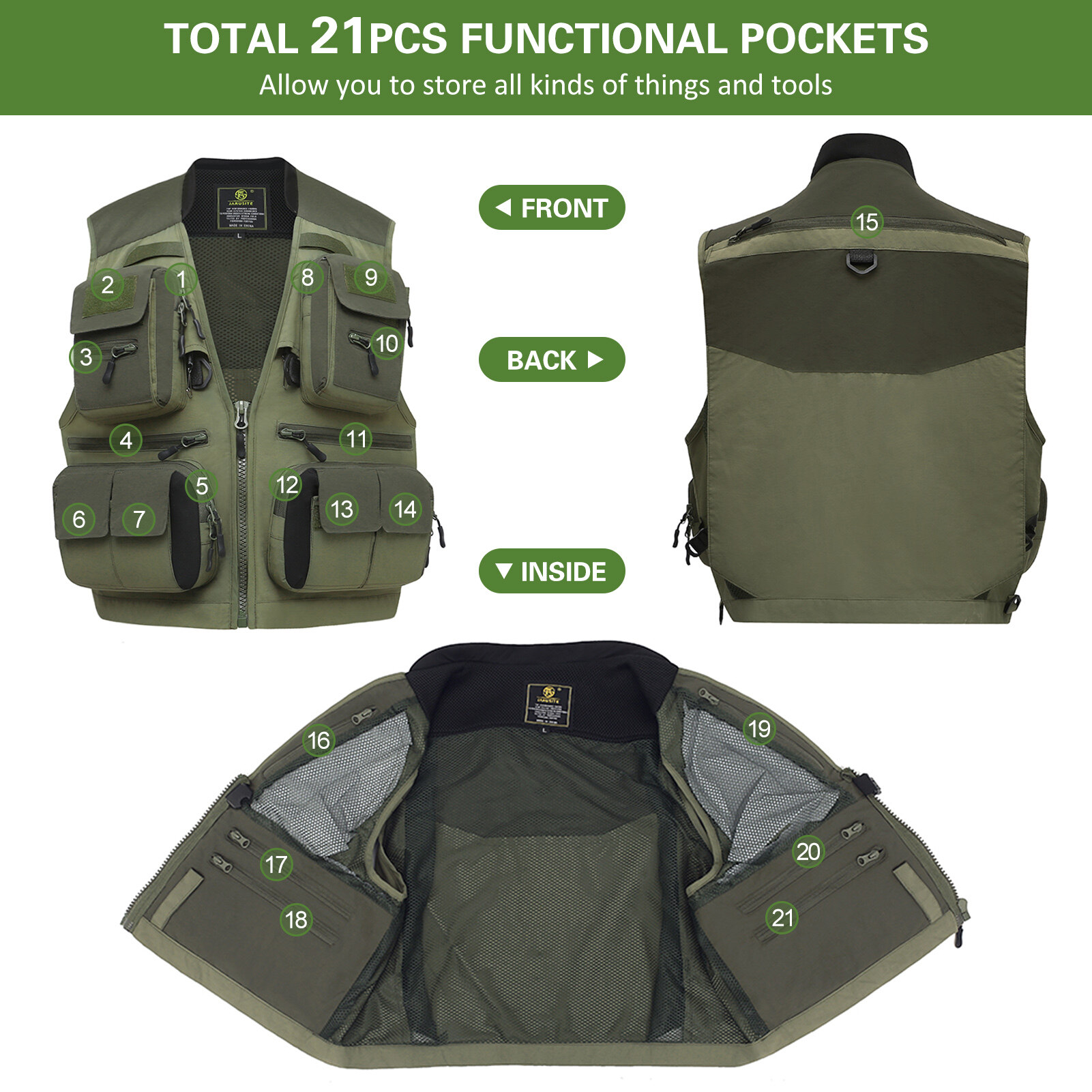 Life Jacket Mesh Fishing Life Vest Multi-pocket Outdoor Waistcoat Quick ...