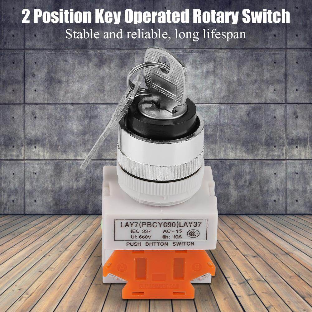 [HOT]2 Position Key Operated Rotary Switch 2 Keys 22mm Mount LAY37-11Y ...