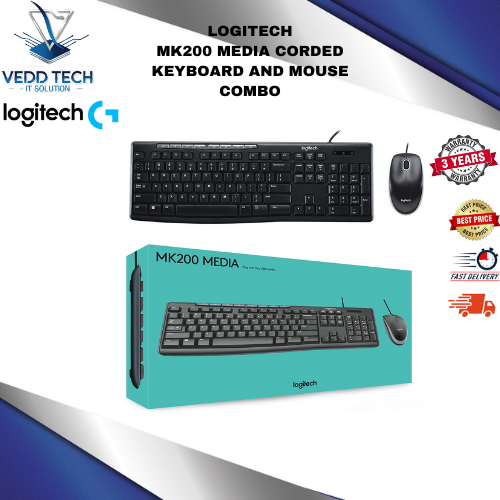 LOGITECH MK200 MEDIA CORDED KEYBOARD AND MOUSE COMBO | Lazada