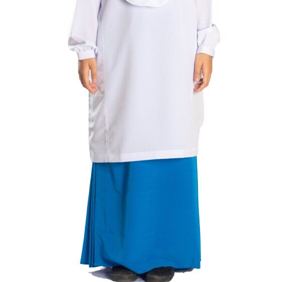 Baju Kurung Sekolah Tangan Cekak Putih Biru Beige MRSM Kain Licin ...