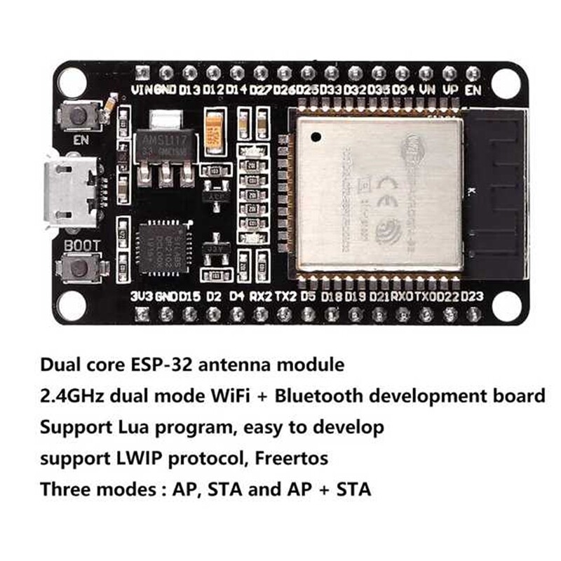 2 Pack ESP32 ESP-32S Development Board 2.4GHz Dual-Mode WiFi + Bluetooth Dual Cores ...