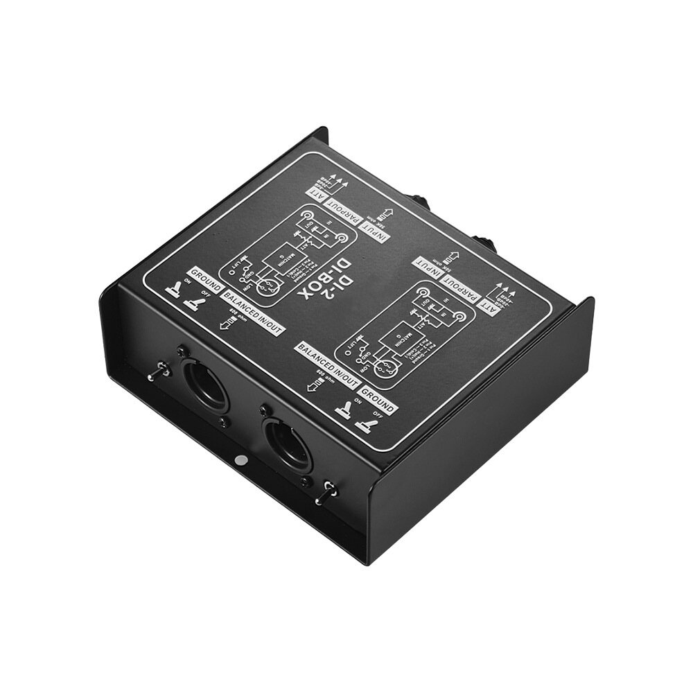 Passive Audio DI Box กล่องฉีดตรงเสียงรบกวนต่ำกีตาร์เบส DI-2 Channel ...