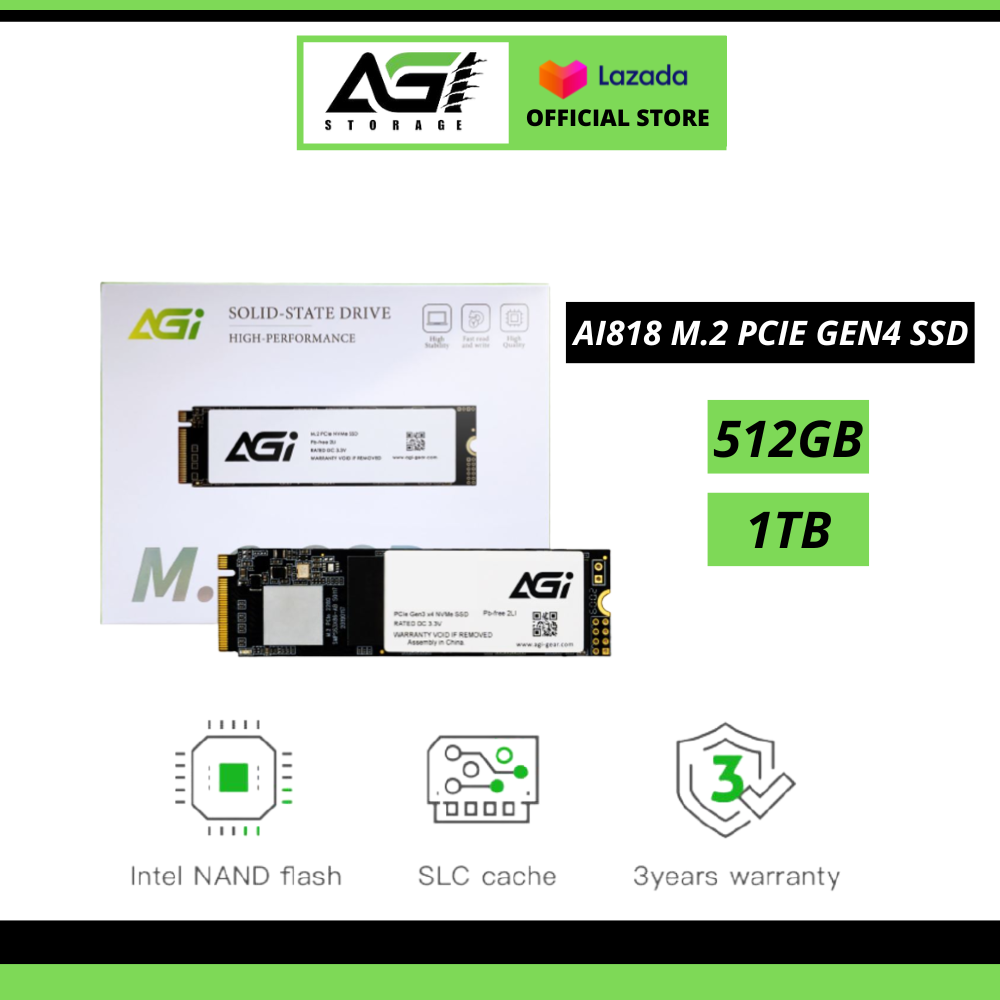 AGI SOLID STATE DRIVE SSD AI818 M.2 PCIE Gen4 -512GB/1TB | Lazada