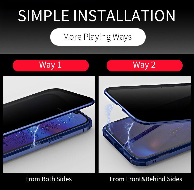 ความเป็นส่วนตัวAnti-Spyโลหะแม่เหล็กกระจกเทมเปอร์เคสโทรศัพท์สำหรับiPhone ...