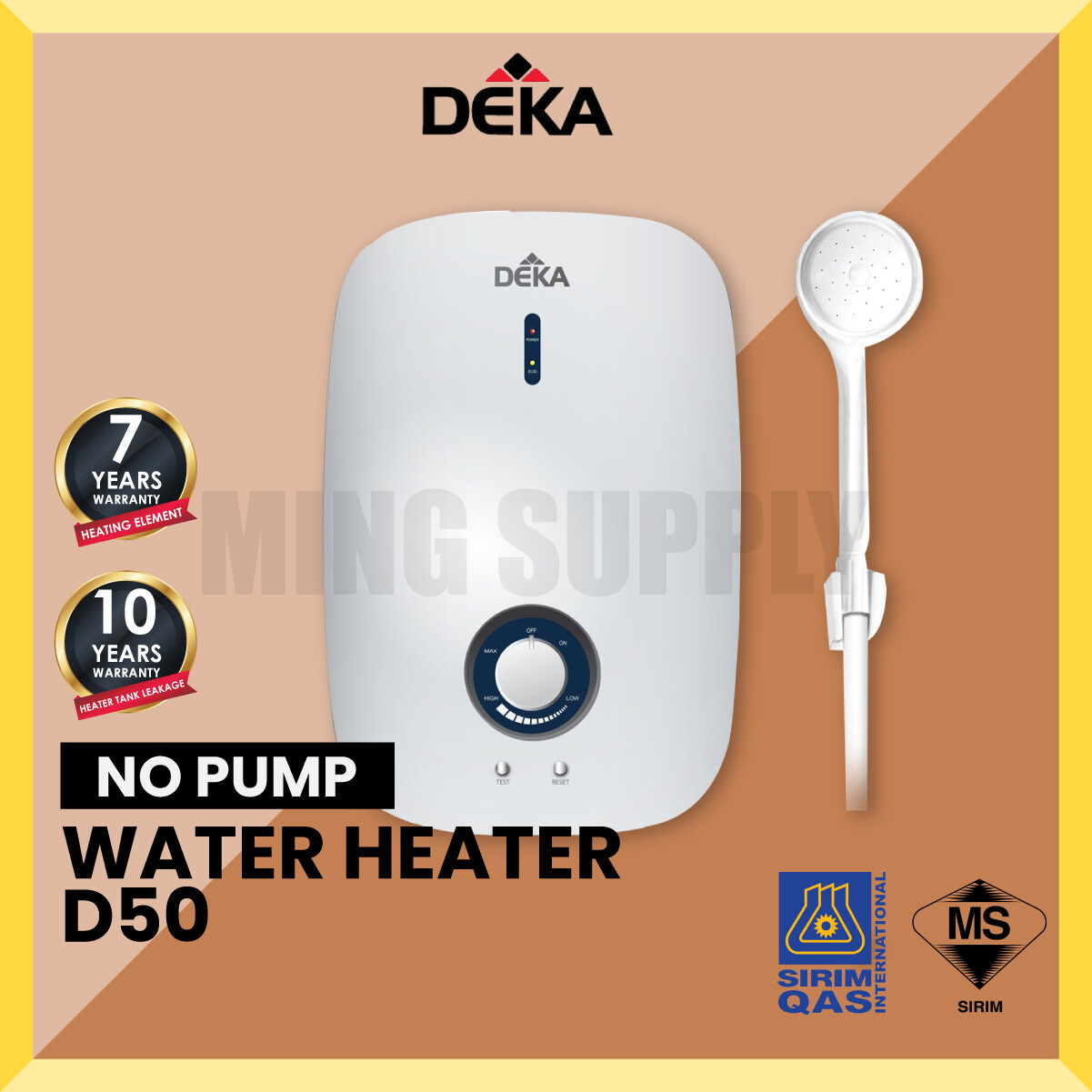 MS_ SIRIM Deka D50 Instant Water Heater Non Pump White Hot Cool Rain ...