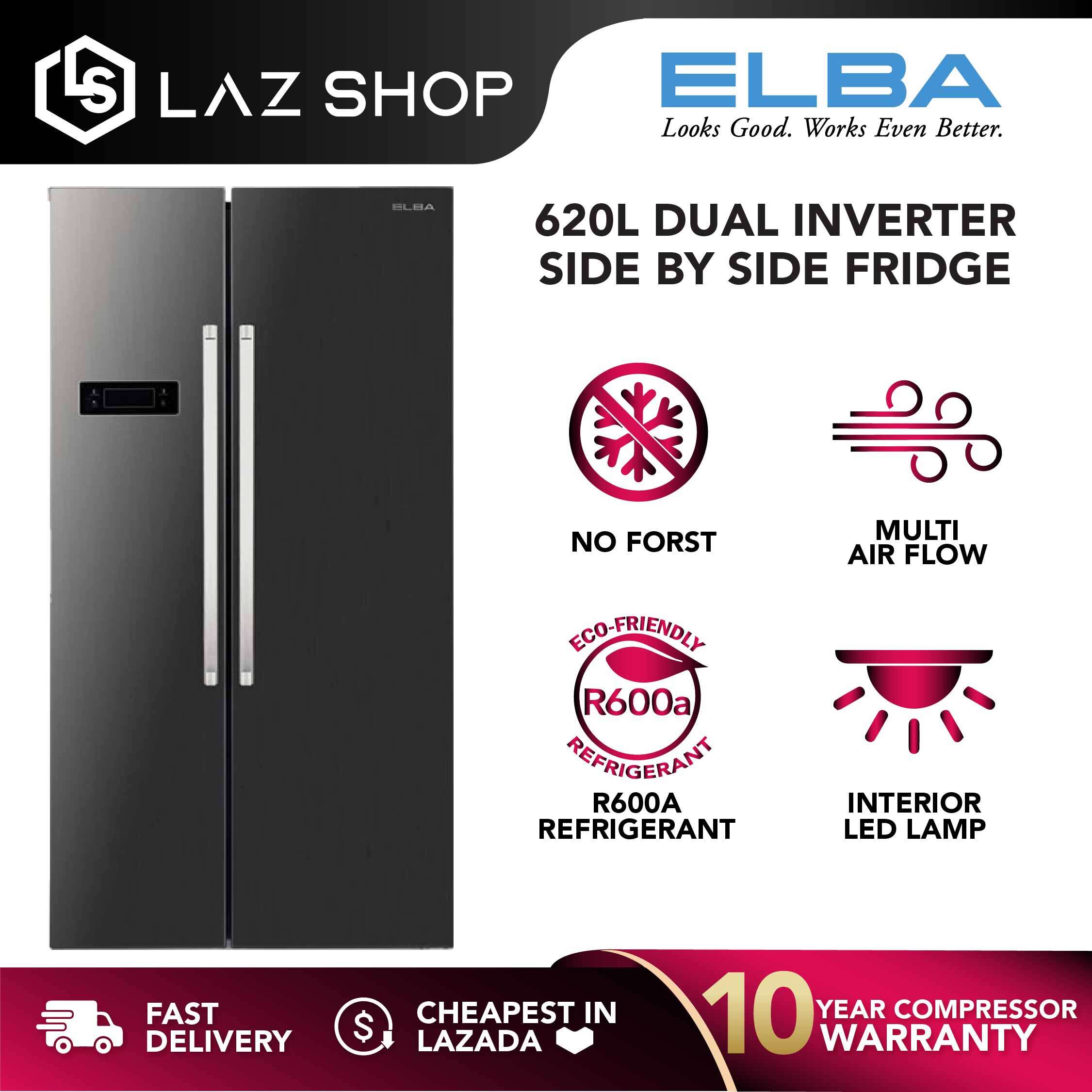 Elba 620L Inverter Side By Side Refrigerator ESR-K6260D(SV) | Movable ...