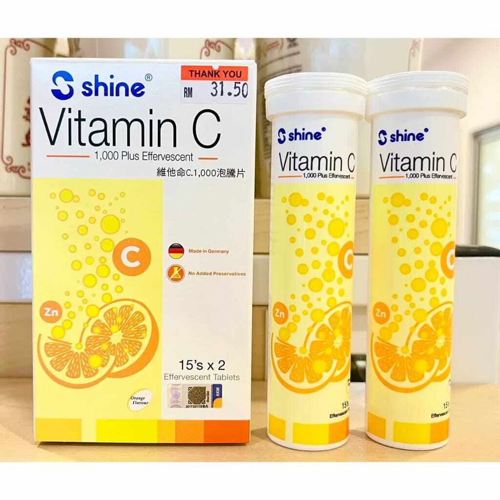 Shine Vitamin C 1000 Plus Effervescent 维他命C 1000泡腾片 （15's x 2 ...
