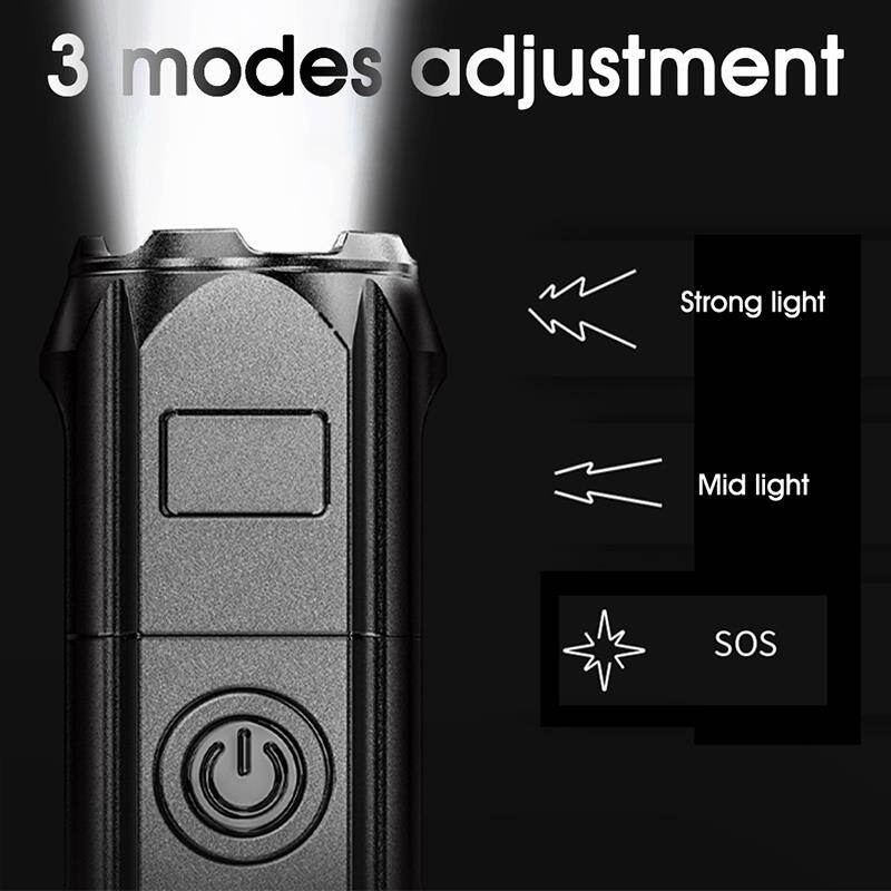 Amorus Strong Light Flashlight USB Charging 100-200m Lighting Distance ...