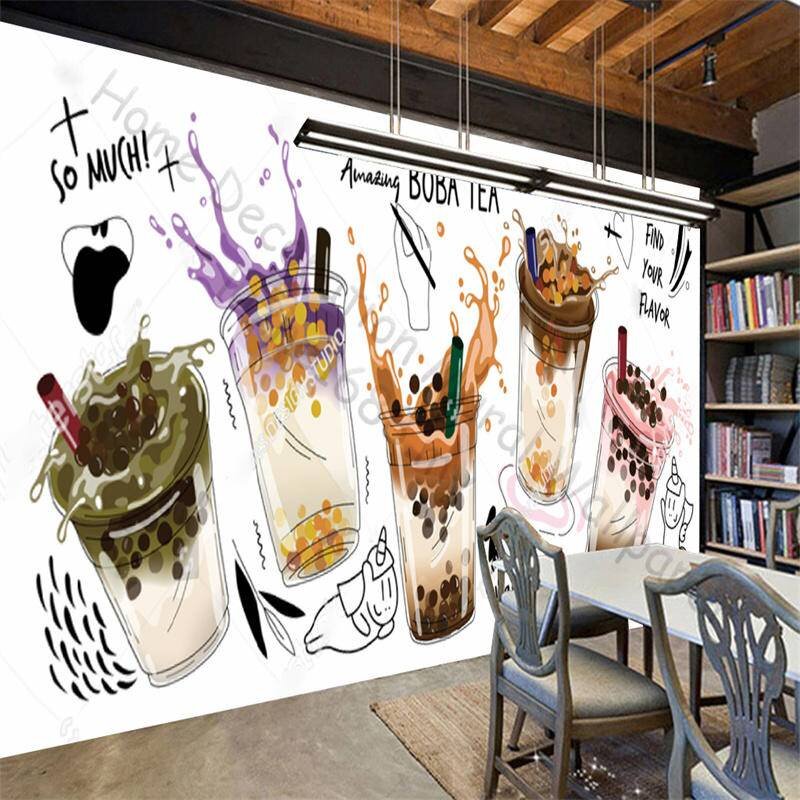 Custom Bubble milk tea wallpaper for milk shake restaurant background ...