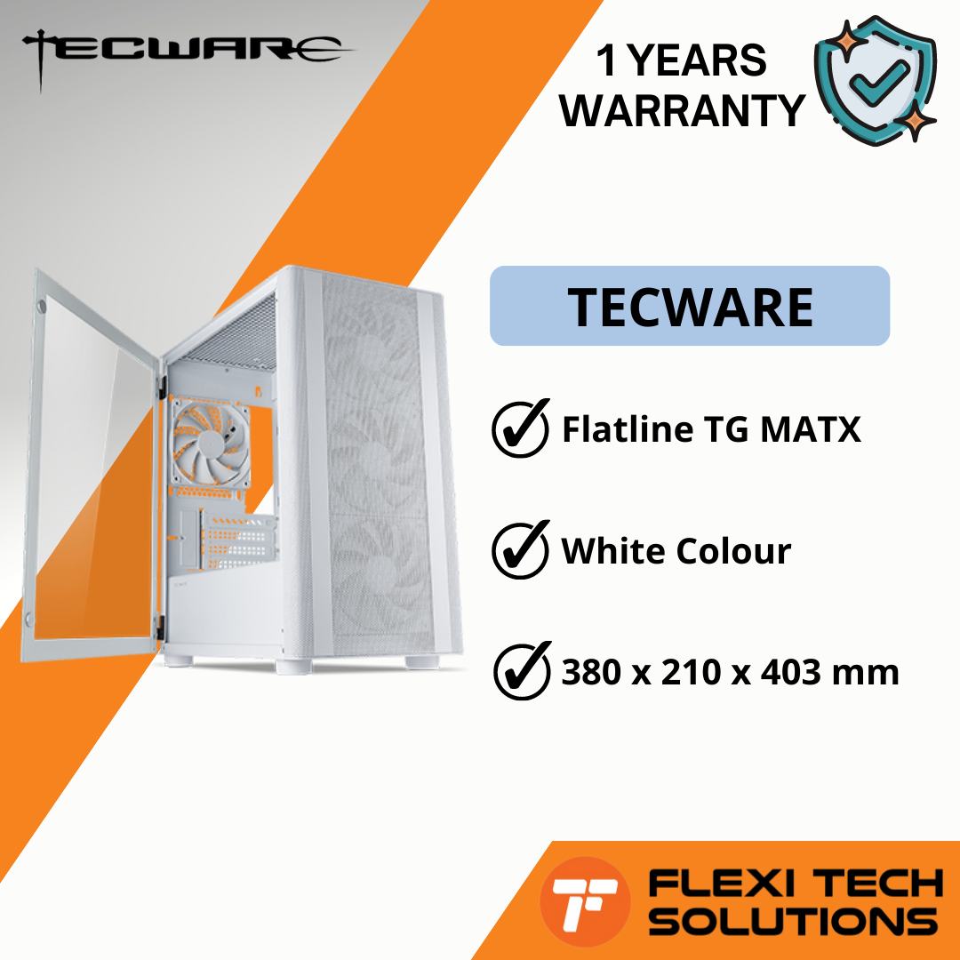 Flexi Tech TECWARE Flatline TG MATX Case PC Desktop Casing Black ...