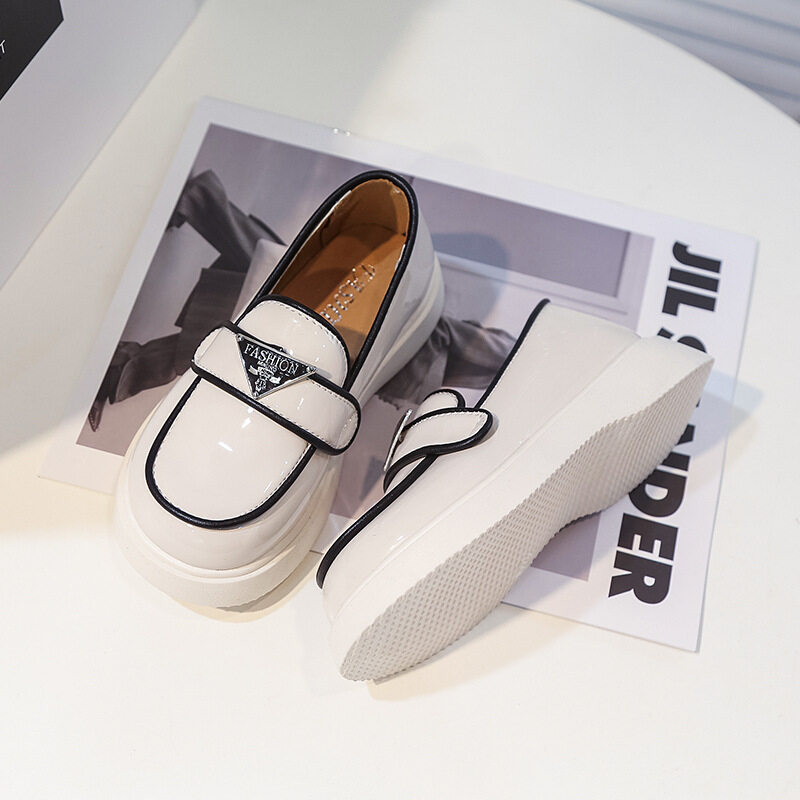 Children's school shoes spring and autumn 2022 new black patent leather shoes for little girls ...