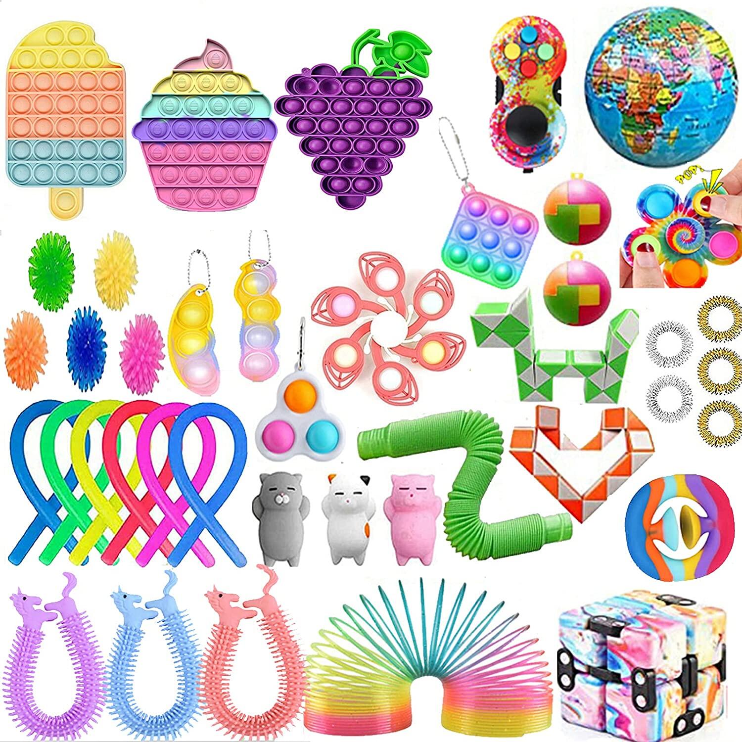 40pcs TIK Tok Fidget Toys Pack, Cheap Fidget Sensory Toys Push Bubble ...
