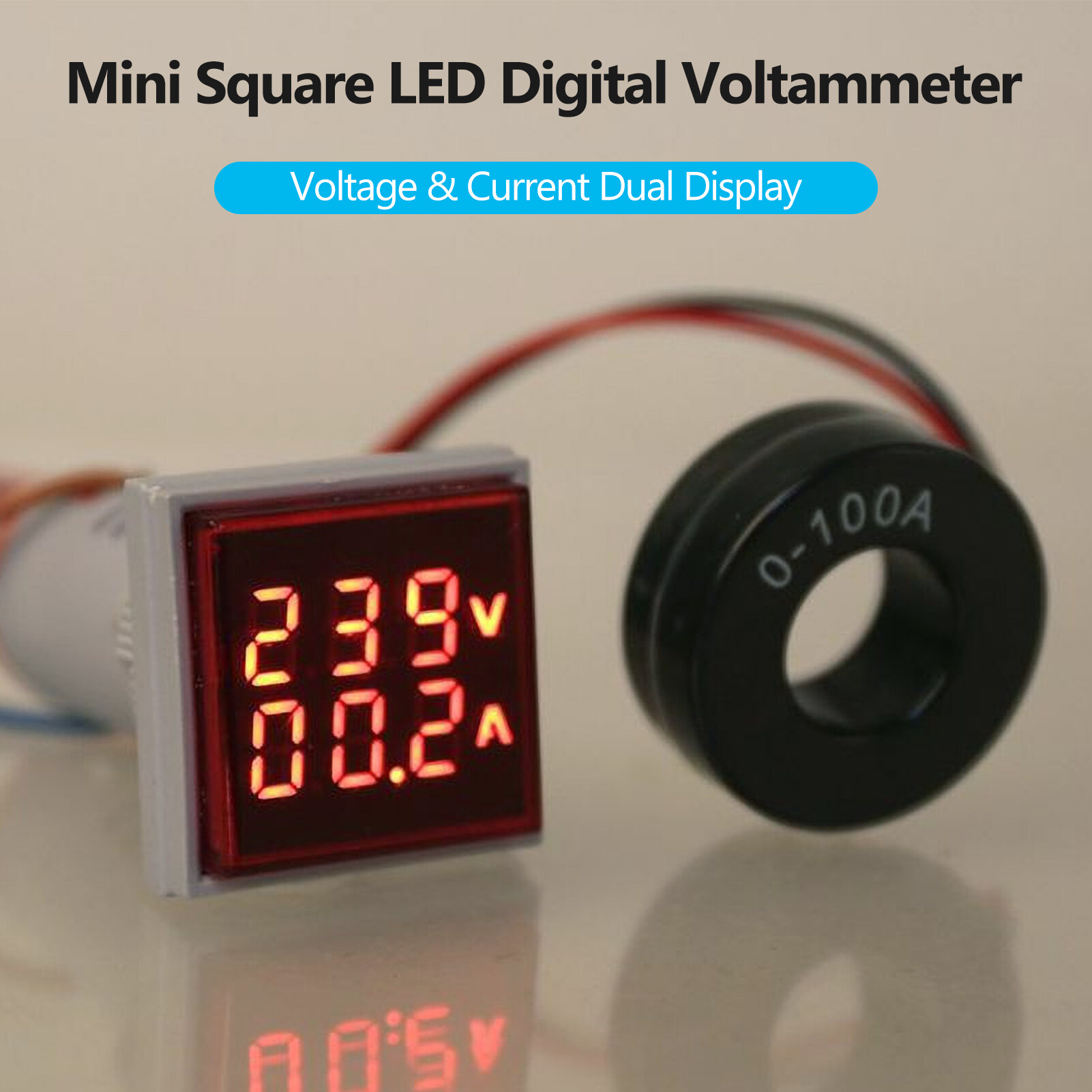Smart Sensor Mini Square Digital Volt-ammeter Voltammeter Ammeter Voltmeter Double LED Display ...