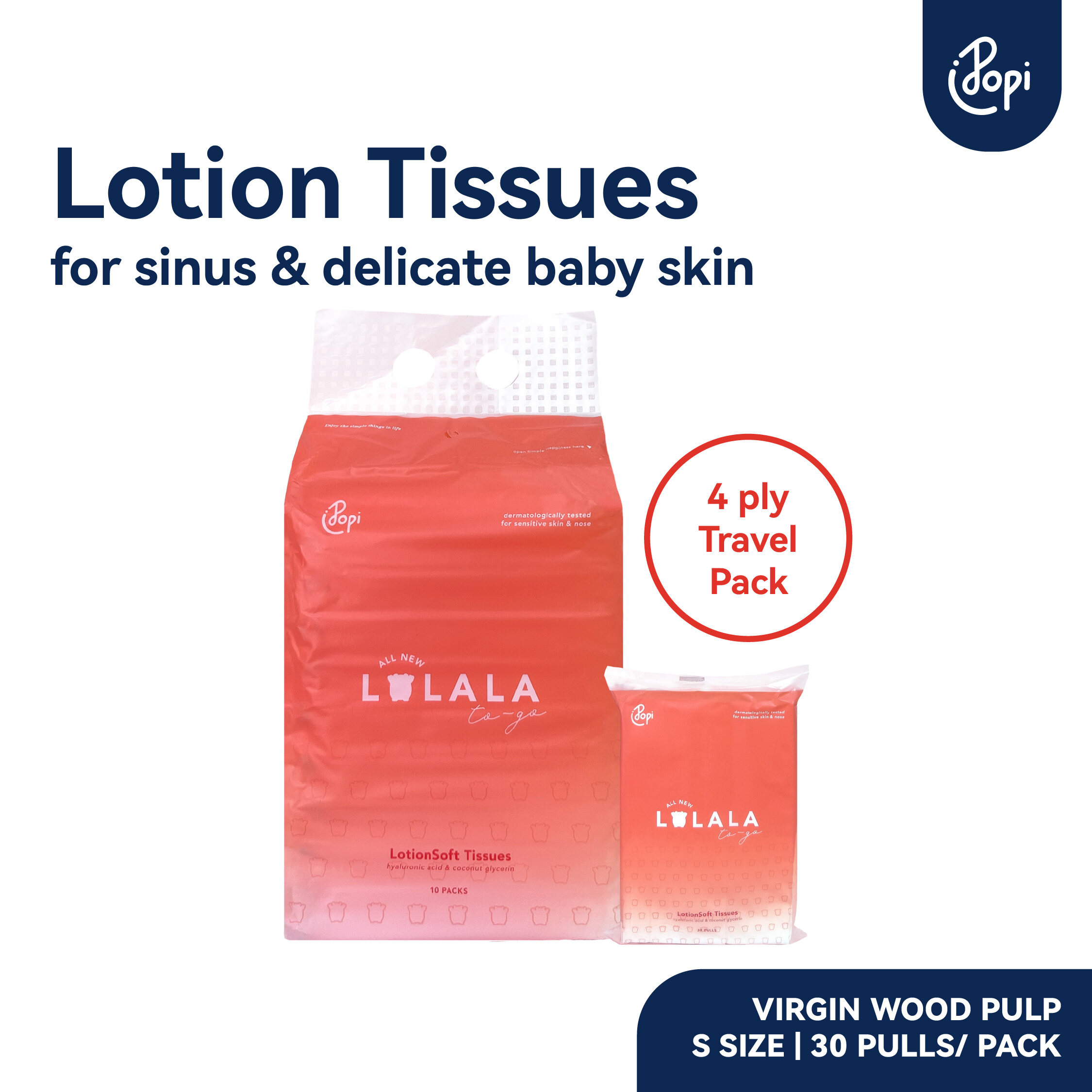 [10 packs] Popi LaLaLa LotionSoft Tissues for Sensitive Nose/Skin ...