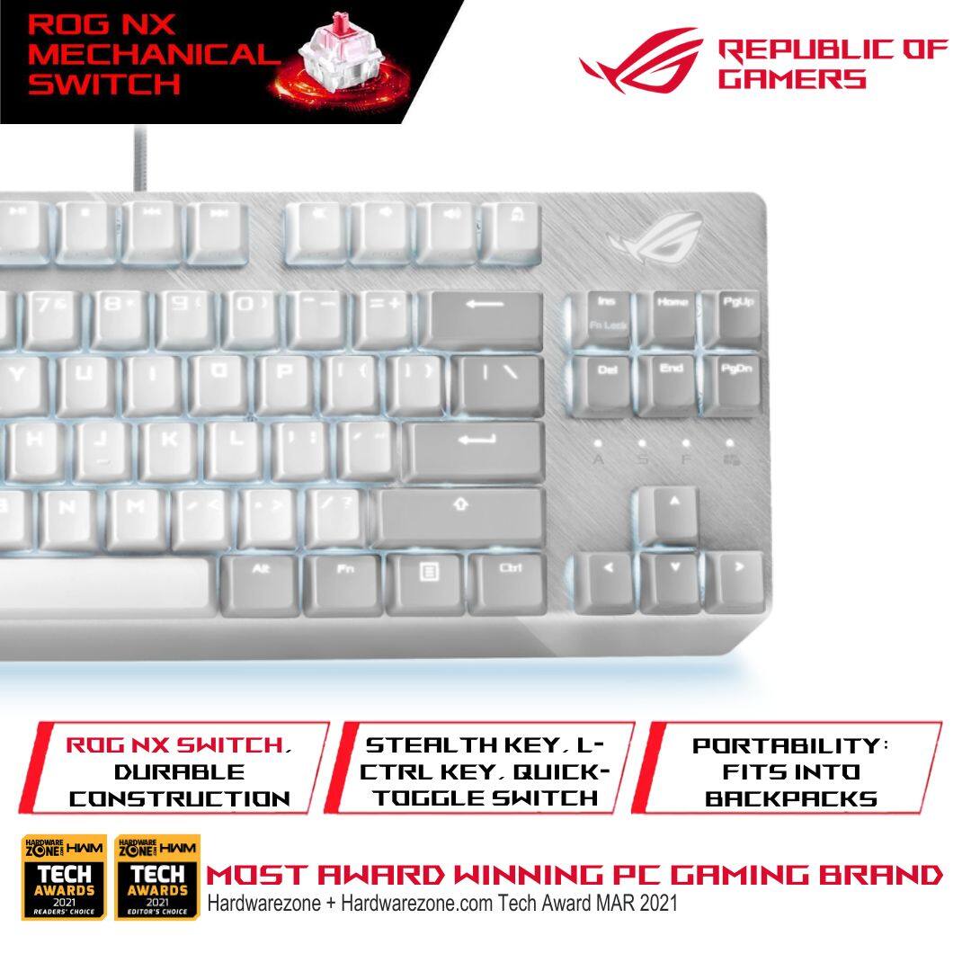 ASUS ROG Strix Scope NX TKL Moonlight White (X806) wired mechanical RGB ...