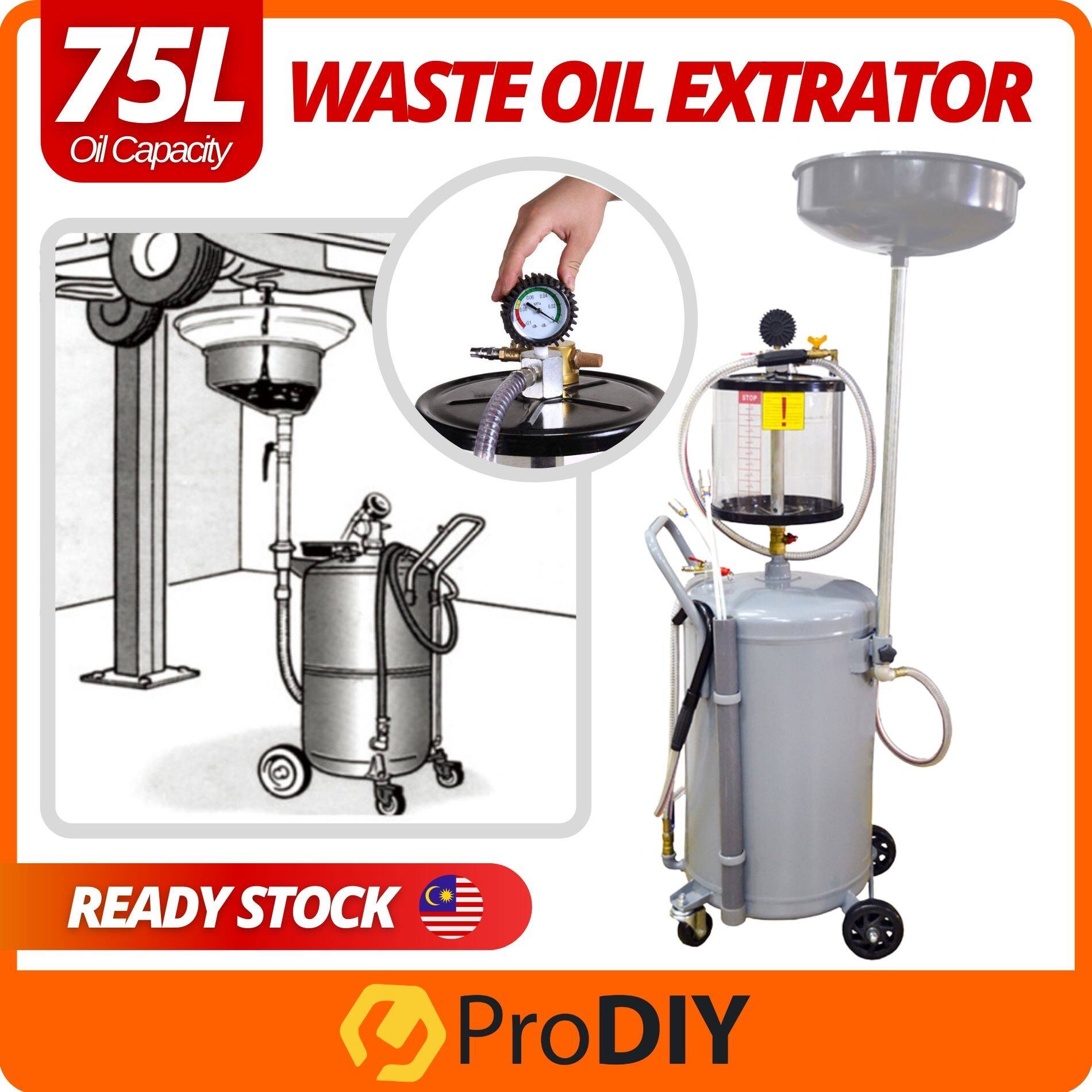 75L Portable Oil Waste Drain Extractor Tank Air Operated Drainer Heavy ...