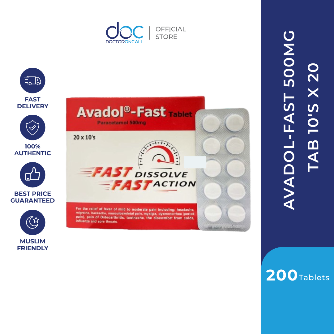 AVADOL-FAST (Paracetamol) 500MG Tablet 10'S X 20 | Lazada