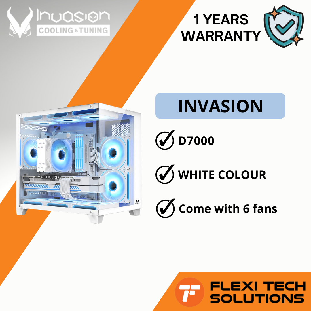 Flexi Tech INVASION D7000 Black & White PC Desktop Casing Come With 6 ...