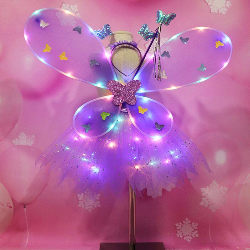 Cos World EDCRFV ผู้หญิงบทบาทเล่นน่ารักกระพริบปีกกระโปรงบัลเล่ต์ LED ...