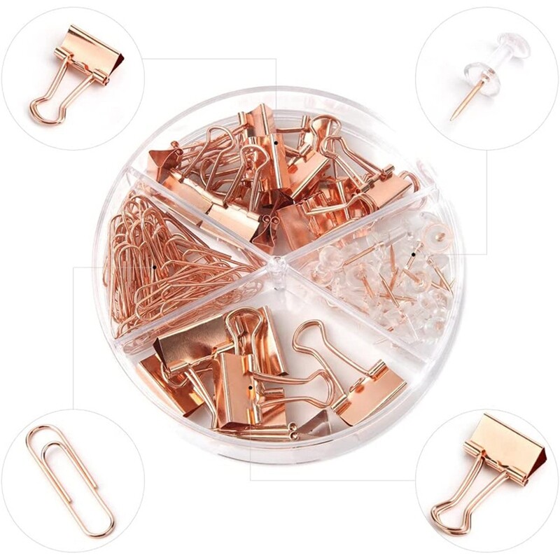 Box Pack Paper Clips Binder Clips Push Pins Set(72 Pcs Per Box ...