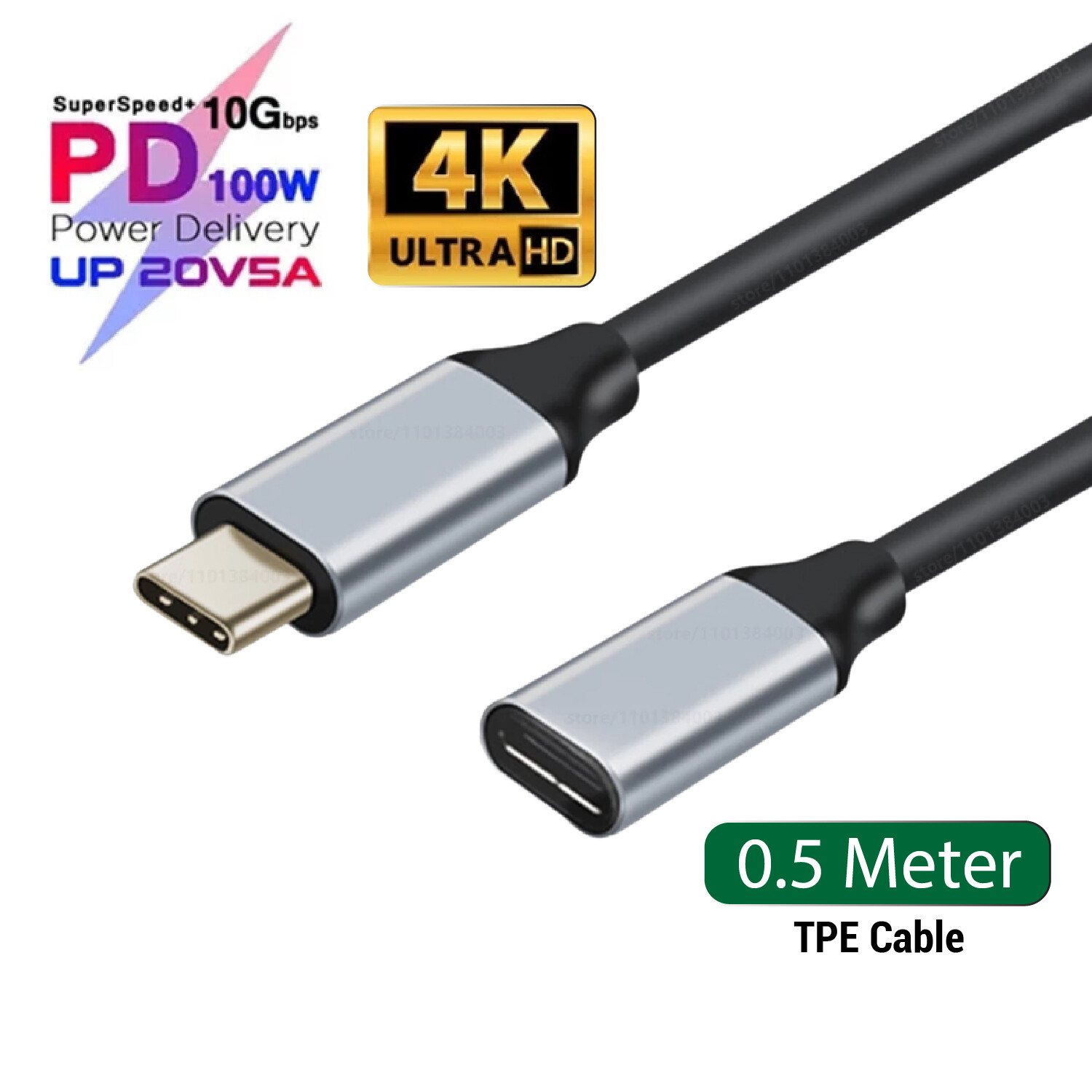 USB-C 100W Type C Extension Cable USB 3.1 Male to Female Extending Wire ...