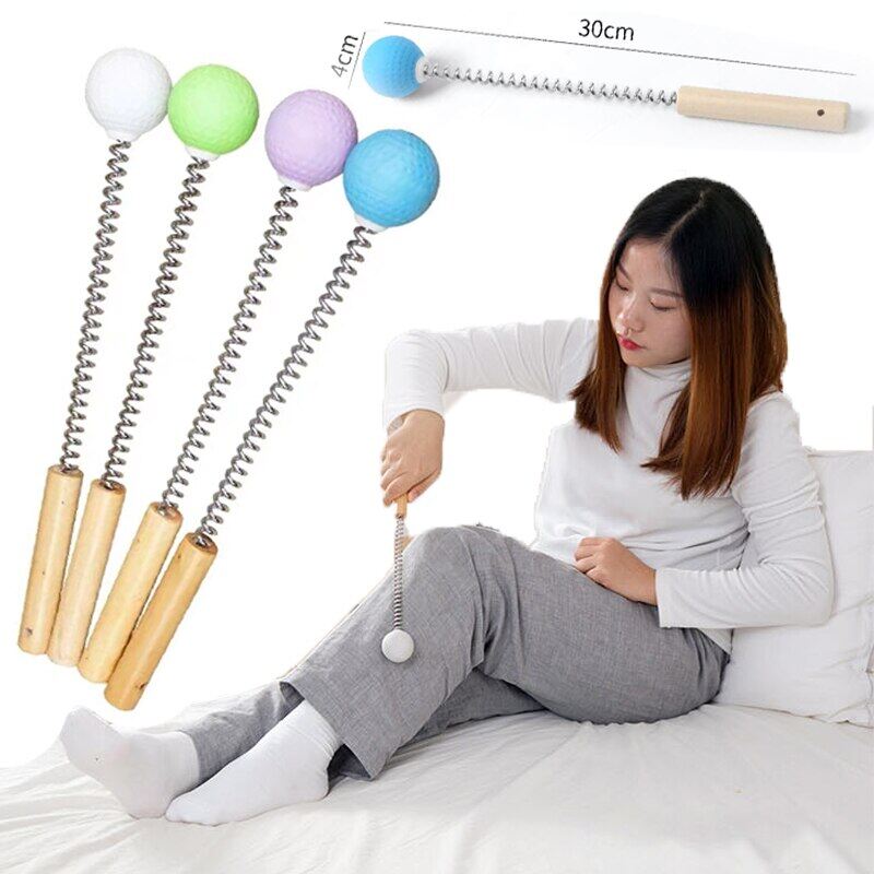 Handheld Wooden Body Massage Ball Spring Knock Hammer Shoulder Back Leg ...