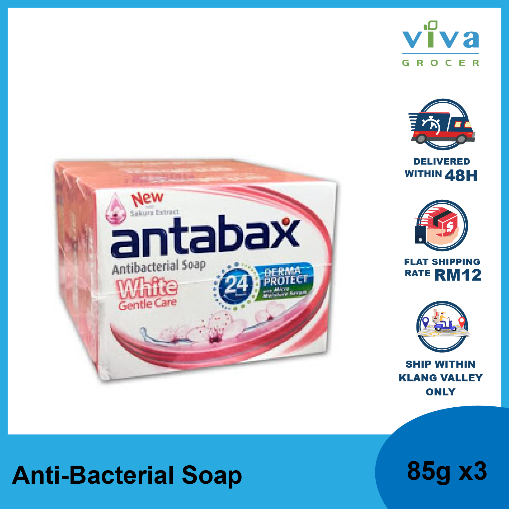 Antabax White Gentle Care Antibacterial Soap 85g x3 | Lazada