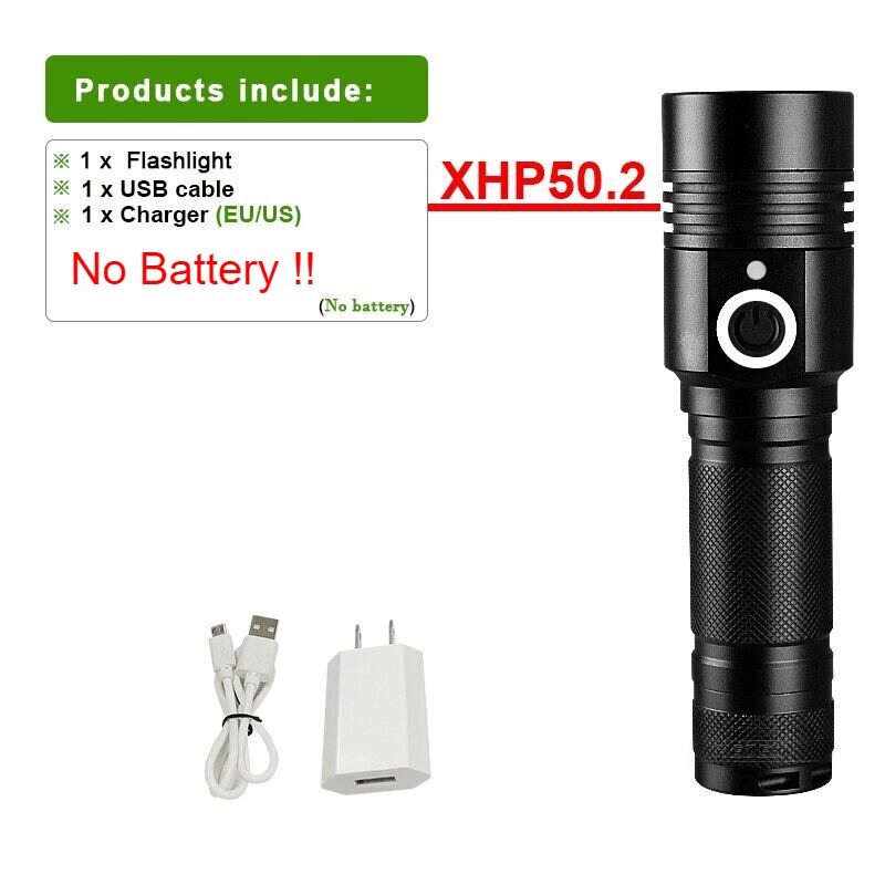 MINI XHP50.2 LED Flashlight Powerful 500m Long Shot Flash Light 18650 ...