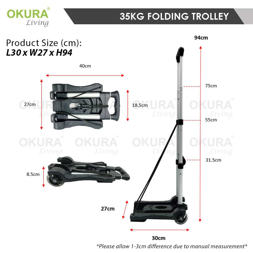 OKURA Multipurpose Foldable Aluminum Hand Truck With 2 Wheel Portable ...