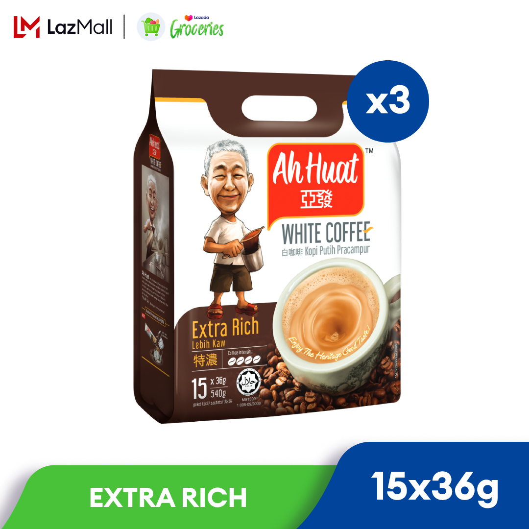 [PACK OF 3] Ah Huat White Coffee Extra Rich 36g x 15s | Lazada