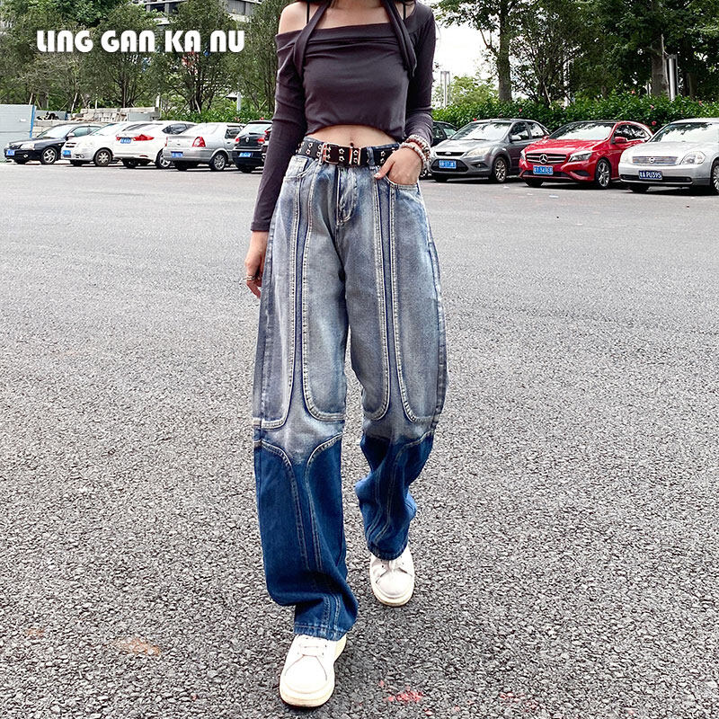 LING GAN KA NU Quần Jean Nữ Quần Ống Rộng Ống Đứng May Cạp Cao Màu ...