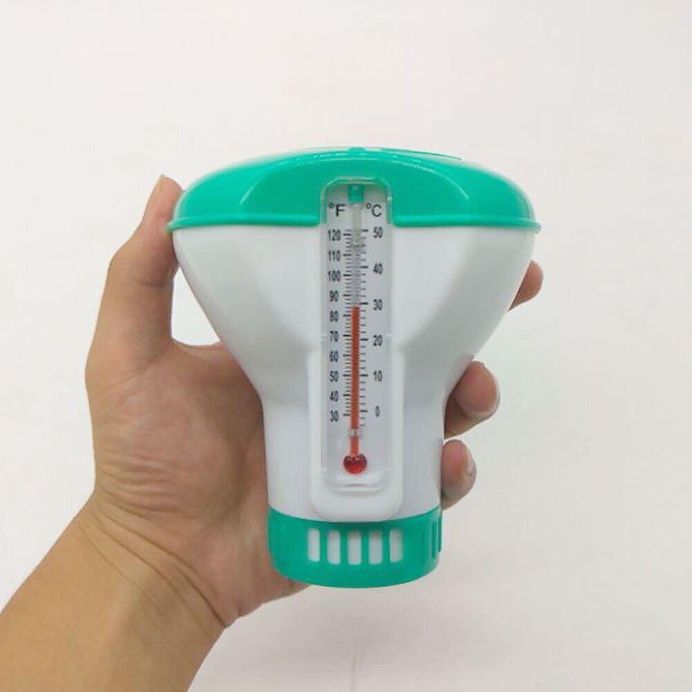 Swimming Pool Floating Chlorine Dispenser with Thermometer Automatic ...