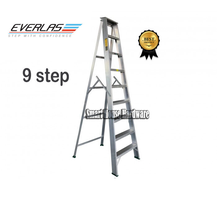 9 Step Everlast Single Sided Aluminium Ladder | Lazada