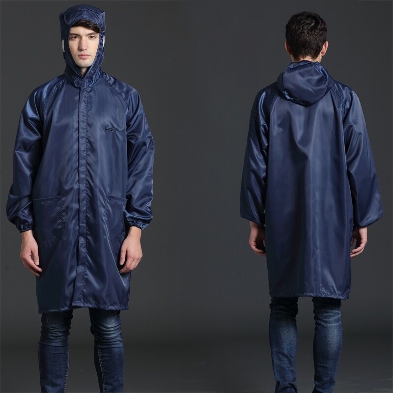 Esd Smock Round Neck with Zip Hooded Design Antistatic Ppe Gown ...