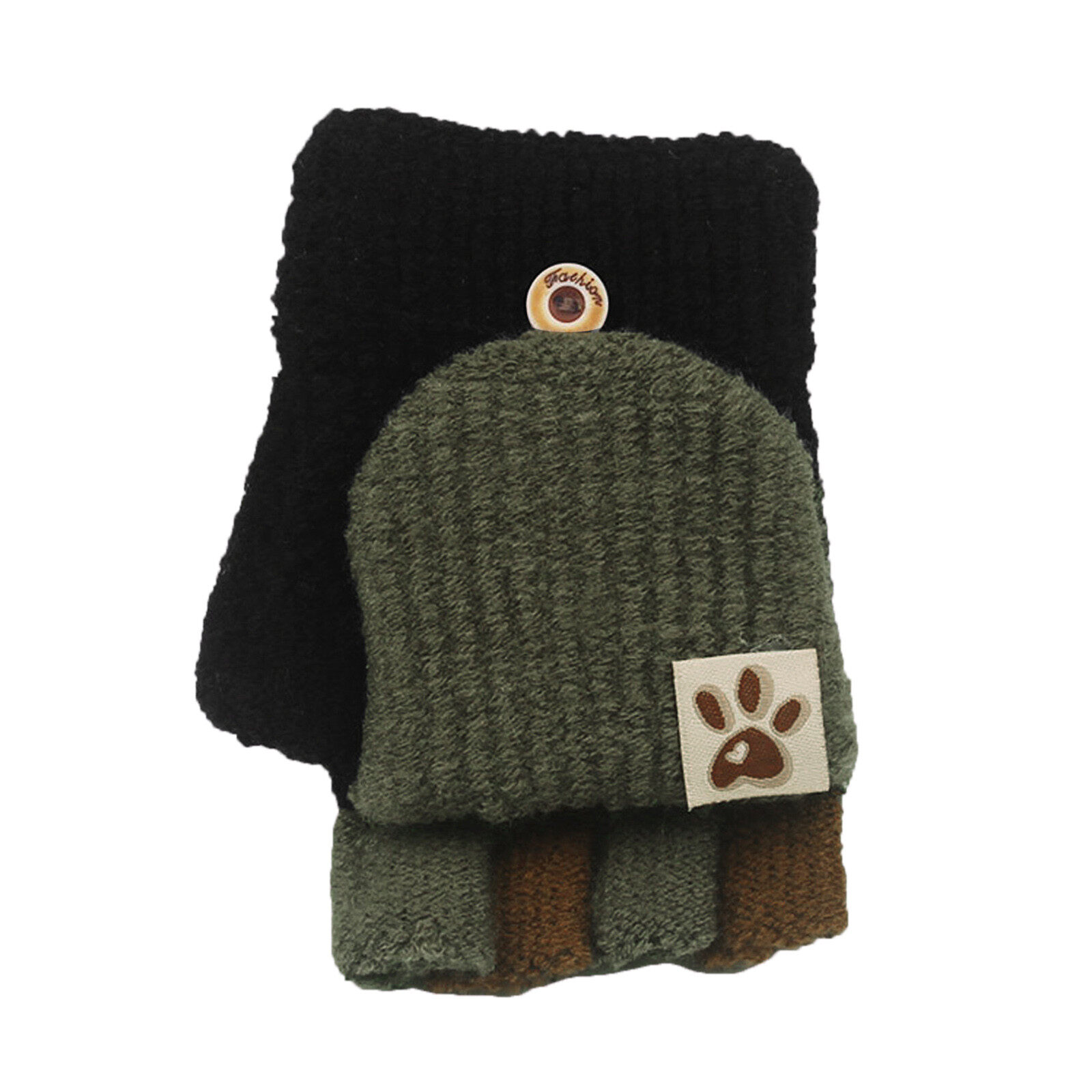 Soft Convertible Flip Top Gloves Kids Baby Winter Warm Knit Fingerless ...