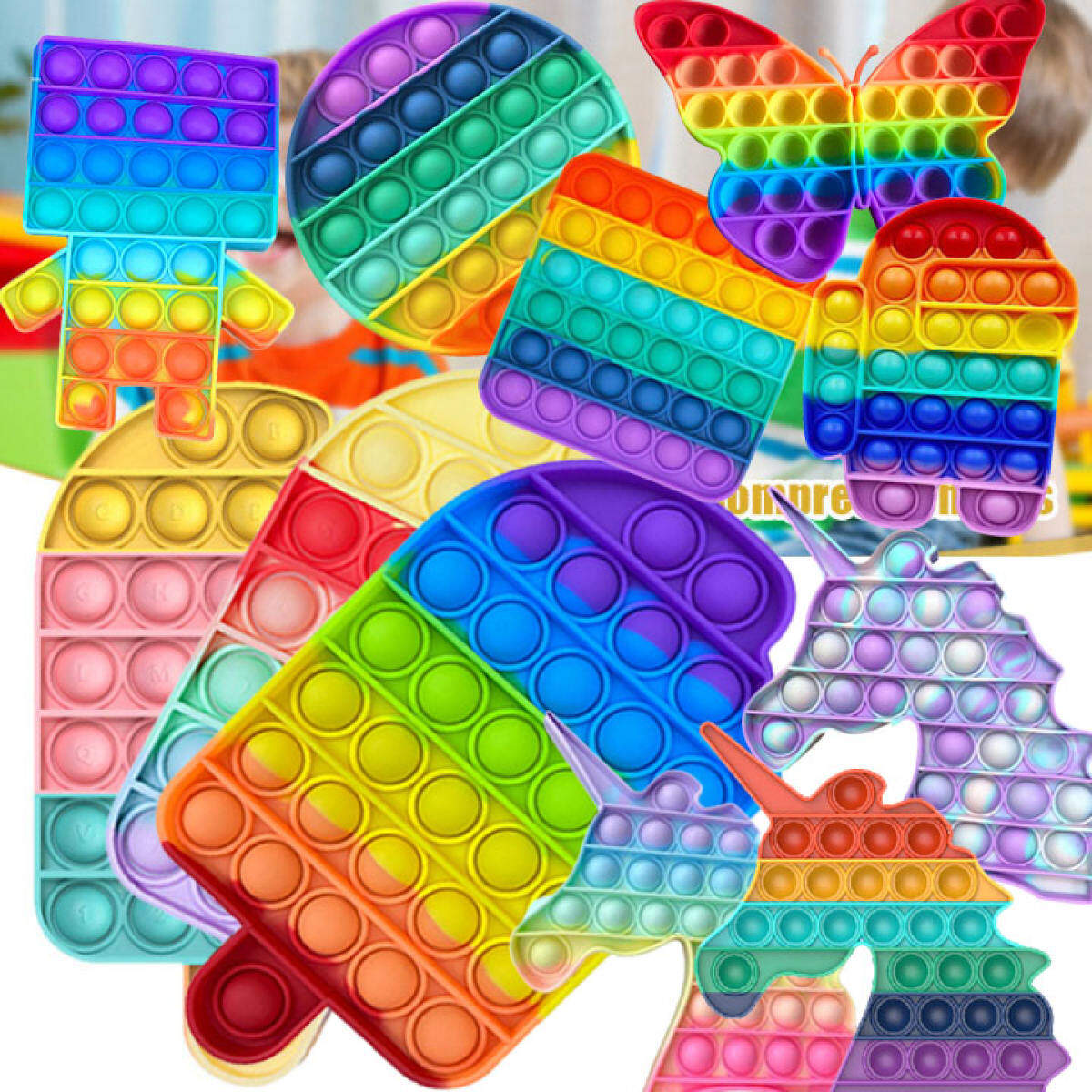 ASM Push Pop it Fidget Toy Dyeing Push Pop Pop Bubble Sensory Fidget ...