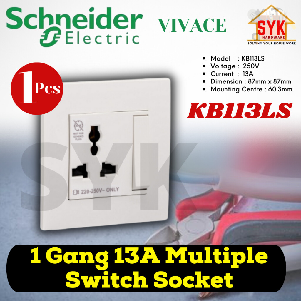 SYK Schneider Vivace 13A 15A 1Gang 2Gang 3Gang 4Gang 1Way 2Way Bell ...