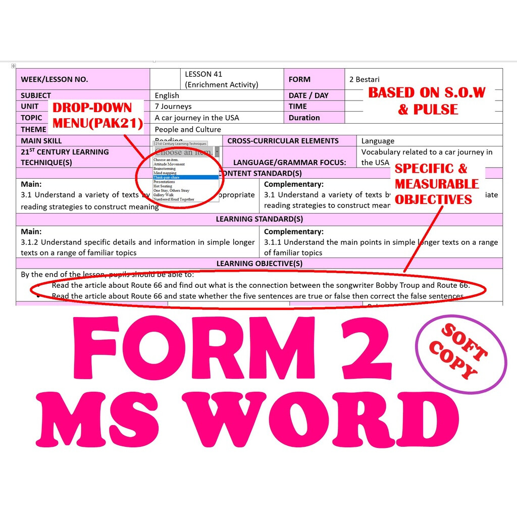 RPH ENGLISH FORM 2 KSSM LESSON PLANS LENGKAP SETAHUN (PULSE TEXTBOOK ...
