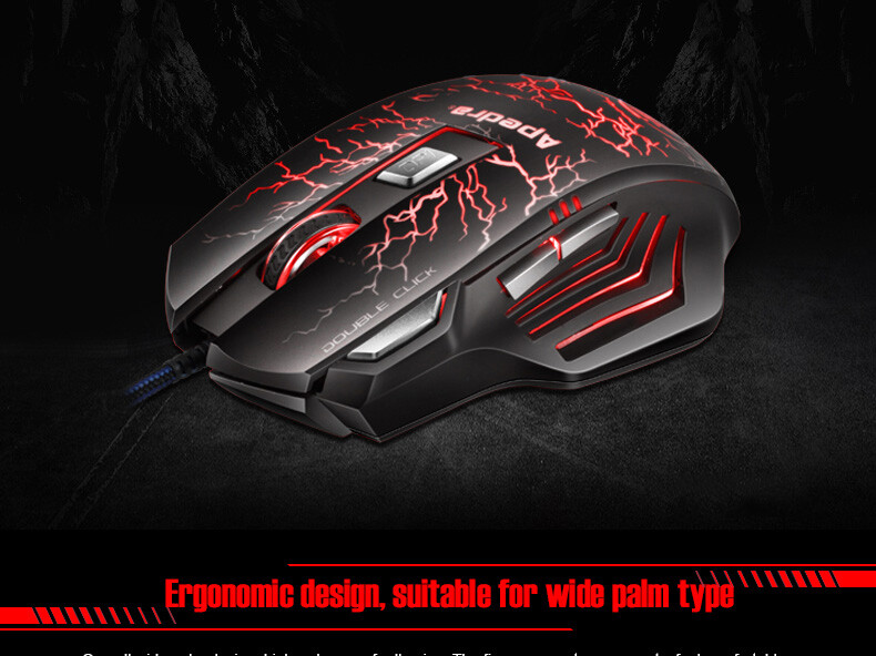 APEDRA A7 USB Wired Gaming Mouse 7 Buttons Ergonomic Mice Colorful LED ...