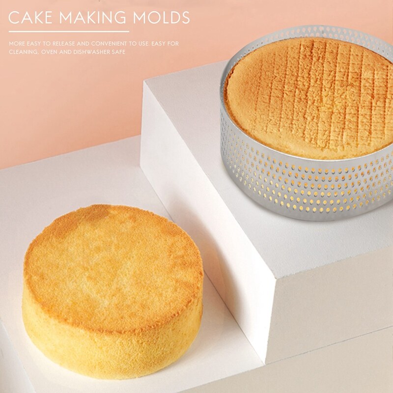 【Ready Stock&COD】24Pcs Circular Stainless Steel Porous Tart Ring Bottom ...