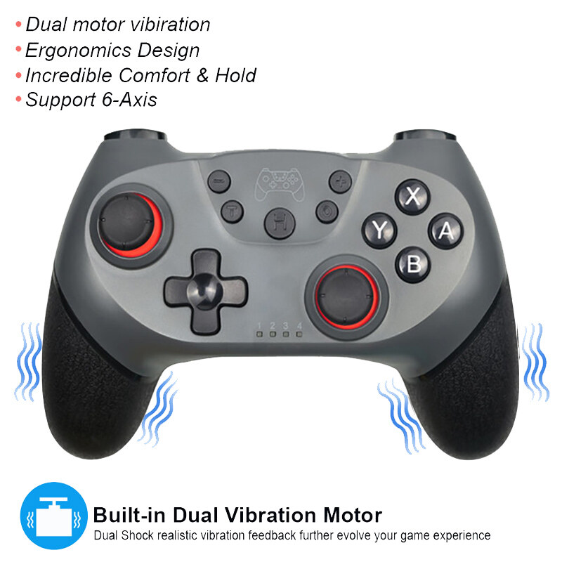 จอยเกมบลูทูธไร้สาย S2F7สำหรับ Nintendo Switch Pro NS-Switch รีโมทจอยสติ๊กเกมแพดพร้อมแกน Gyro ...