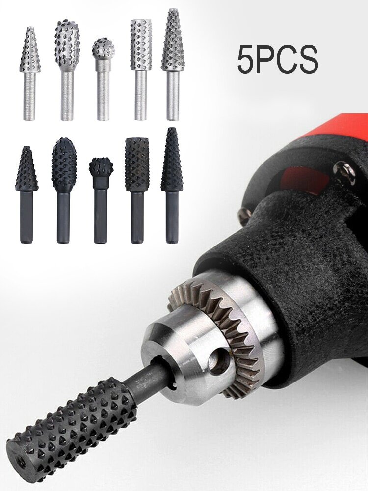 5-Piece Woodworking Carving Tool Polishing Head Embossed Rotary File ...